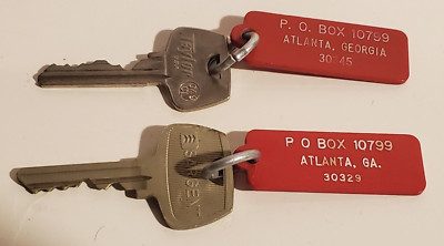 VINTAGE LOT/2 PLASTIC MOTEL HOTEL LOCKER ROOM FOB & METAL KEY ATLANTA ...