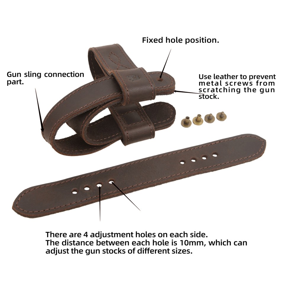 Set of Leather No Drill Harnessed Butt Holder, Sling Ring, Carry Sling ...