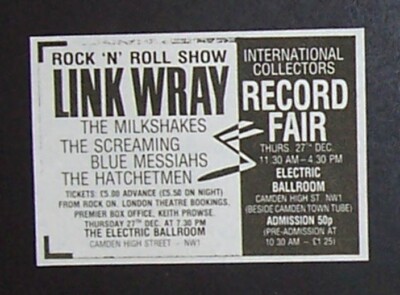 Link Wray, The Screaming Blue Messiahs 1984 Mini Poster Type Concert Ad ...