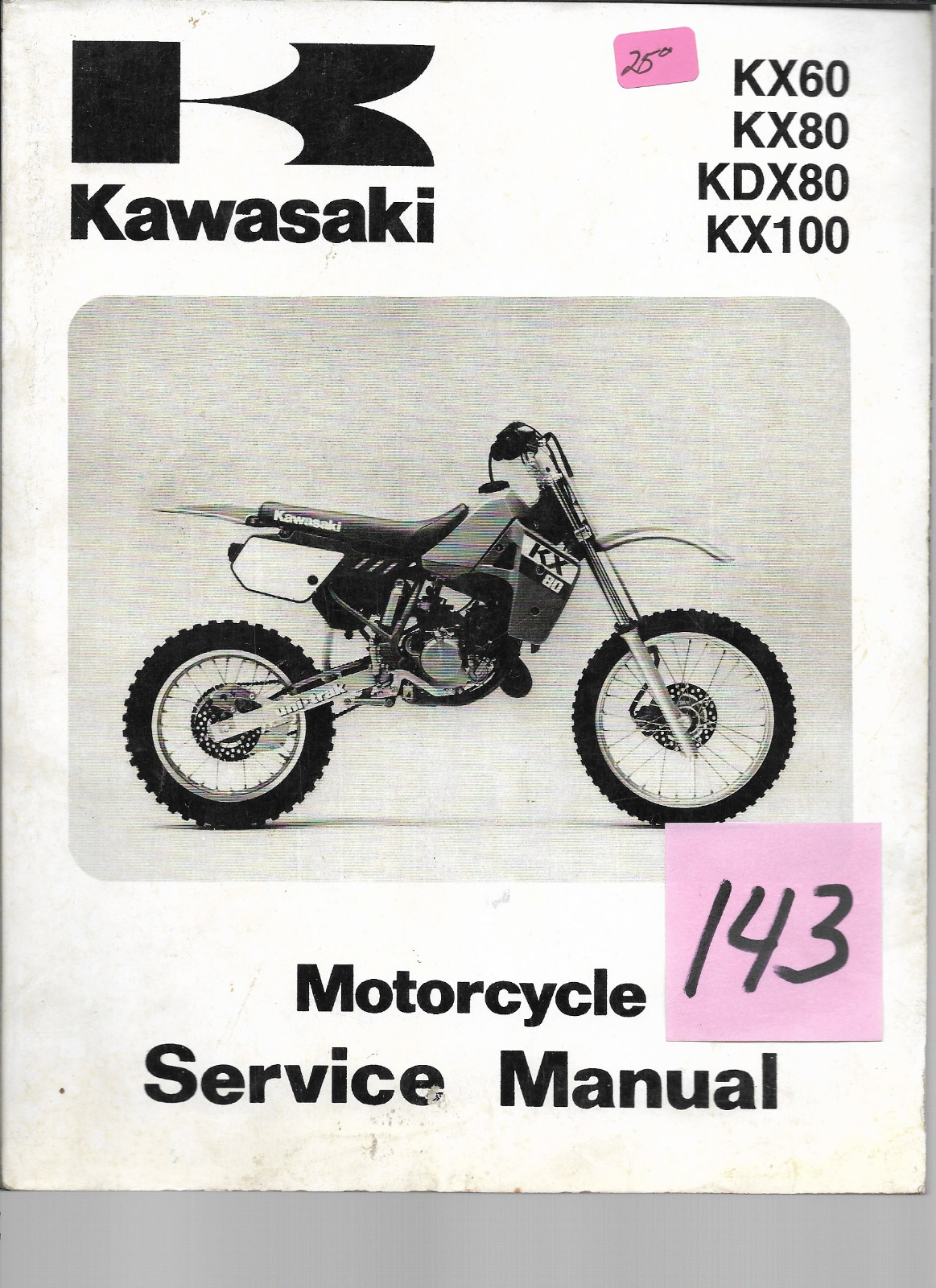 Kawasaki KX60 , KX80 , KDX80 , KX100 1987 Serice Manual #143 | eBay