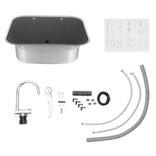 RV Caravan Camper Boat Stainless Steel Hand Wash Basin Kitchen Sink w ...