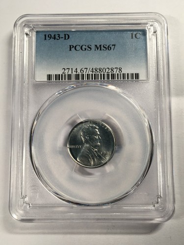 1943-D WWII EMERGENCY ISSUE LINCOLN STEEL CENT PCGS MS67 7XAA25 | eBay