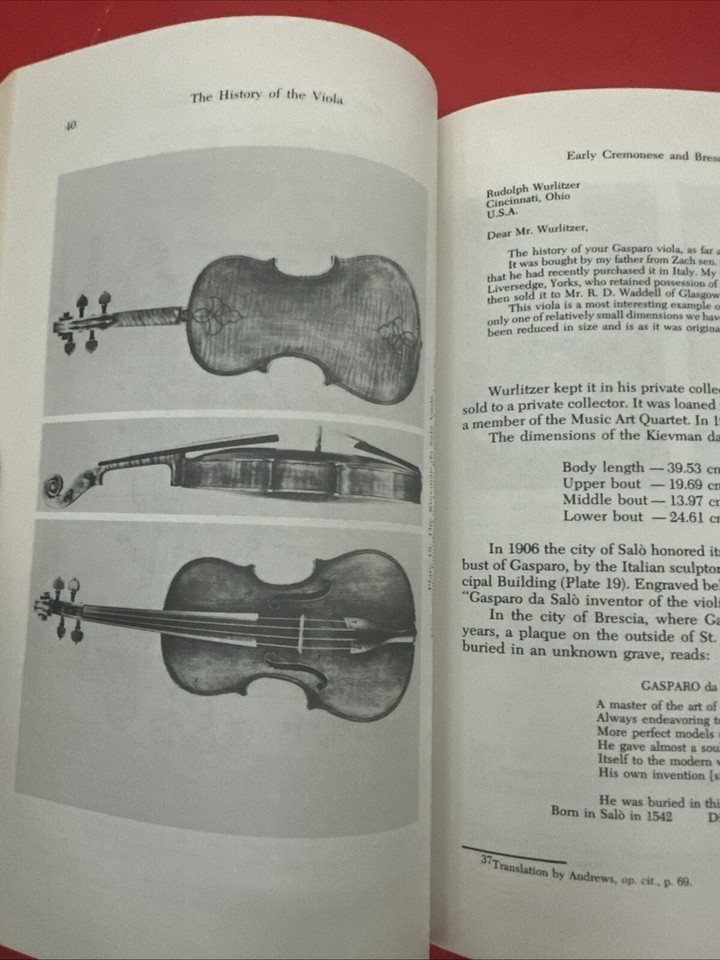 The History of the Viola Paperback Maurice W. Riley String Instrument ...