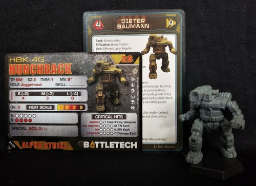 Battletech Hunchback Mech + Pilot Cards IS Kickstarter Catalyst Game ...