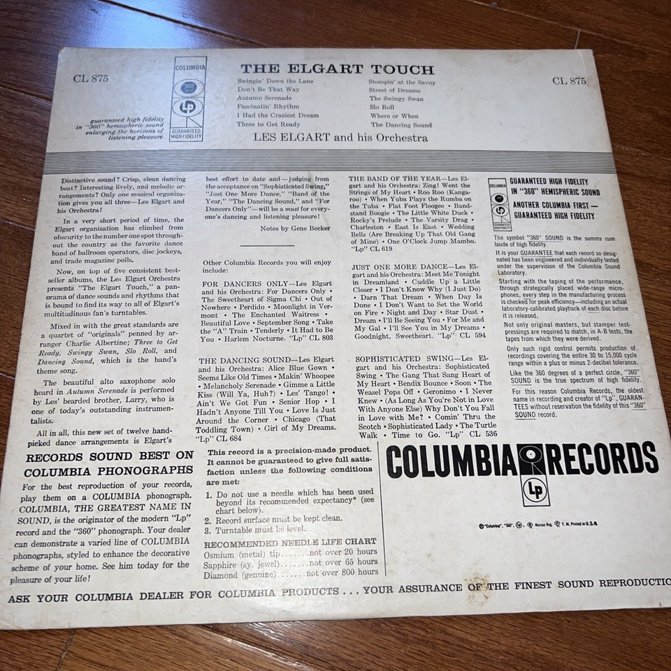LES ELGART THE ELGART TOUCH VINYL LP COLUMBIA CL 875 Record Les | eBay