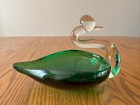 Duncan Miller Swan Candy Dish Nut Bowl Emerald Green Clear Glass ...
