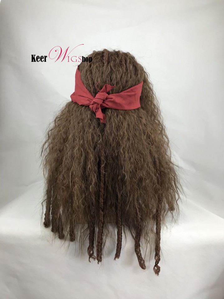 Deluxe Pirate Caribbean Jack Sparrow Captain Hook Costume Wig Beads ...