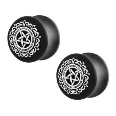 BLACK WOODEN STAR Ear Plugs Stretchers Jewellery Spacer Tunnel Timber ...