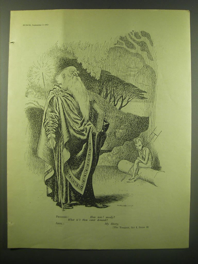 1953 Cartoon by Leslie Illingworth - Prospero: How now! Moody? | eBay