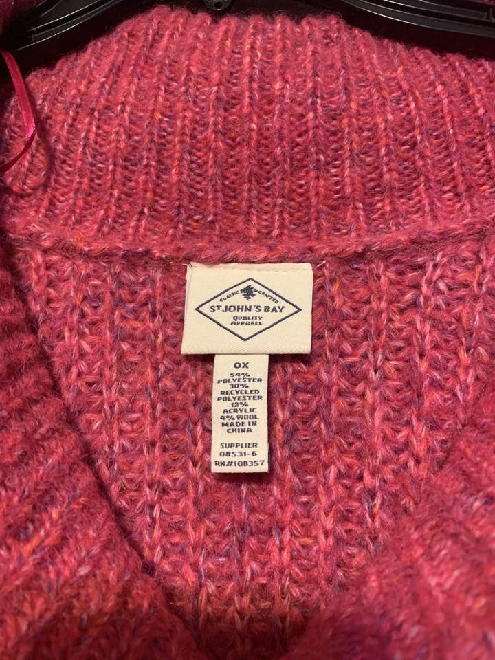 Women’s St. John’s Bay Cowl Neck Sweater - Pink - Plus - 0X - NWT | eBay