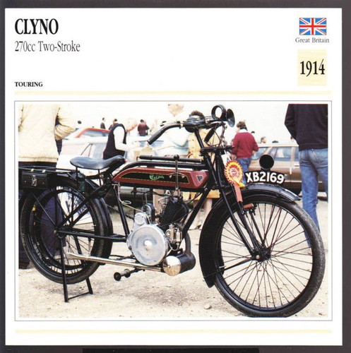 1914 Clyno 270cc Two-Stroke British Motorcycle Photo Spec Sheet Info ...