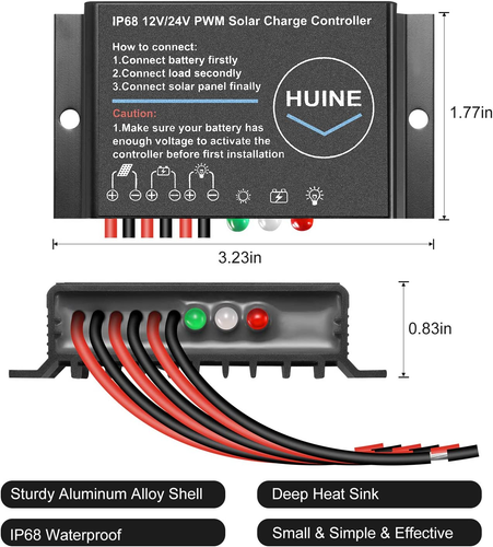 20A 12V 24V Auto IP68 Waterproof PWM Solar Charge Controller Solar ...