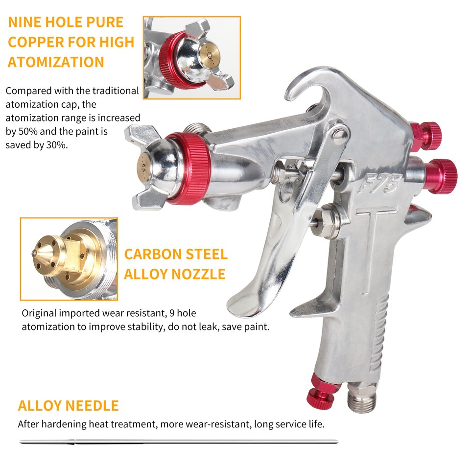 HVLP Auto Paint Air Spray Gun Kit Gravity Feed Car Primer 1.5MM Nozzle ...