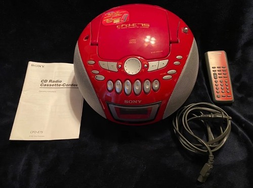 Sony CFD-E75 Portable Boombox CD/Radio/Cassette Red with AC Cord And ...