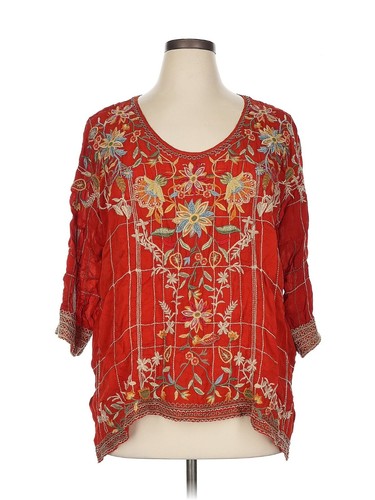 Johnny Was Sienna Shirt Tunic XL Cayenne Heavily Embroidered Side Slits ...