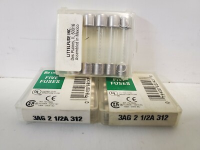 LOT OF (15) NEW OLD STOCK! LITTELFUSE GLASS FUSES 3AG-2-1/2A-312 | eBay