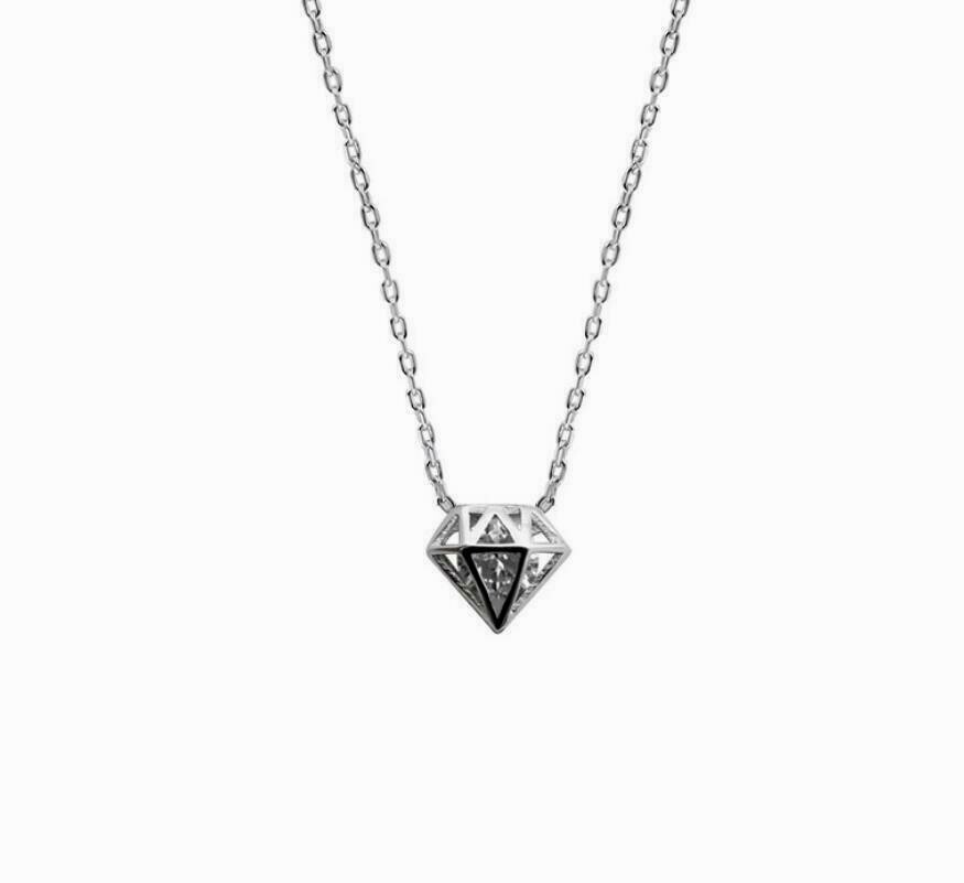 Tiny .5 Ct Diamon^ Shape Cubic Zirconia Silver SP Pendant Necklace | eBay