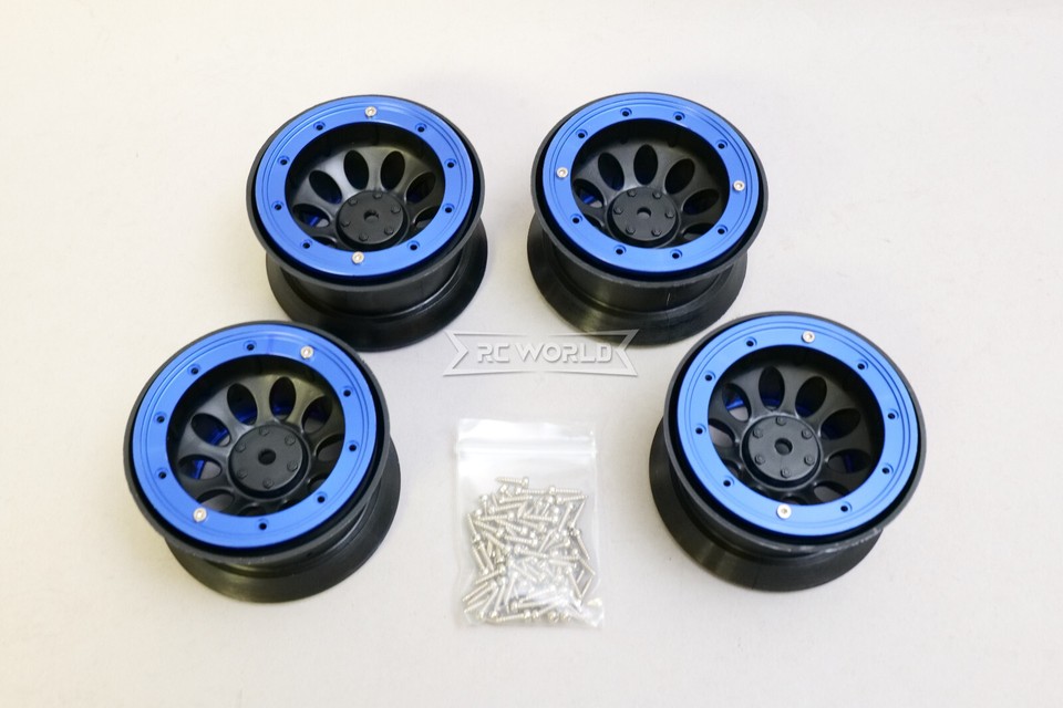 2.2 Truck Rims Wheels Rock CRAWLER Beadlock Wheels -Set Of 4- BLUE | eBay