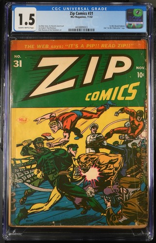 Zip Comics #31 CGC FA/GD 1.5 WWII Nazi and Japanese War Cover! Archie ...