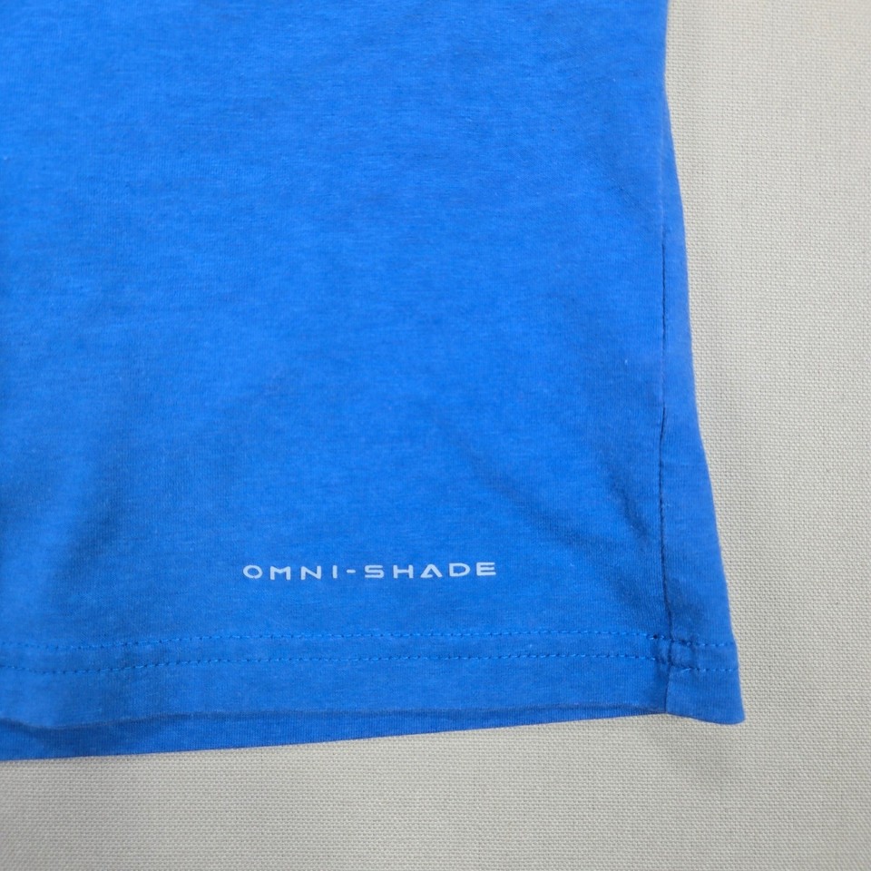 Columbia Omni Shade Blue Graphic Logo T Shirt Mens M | eBay