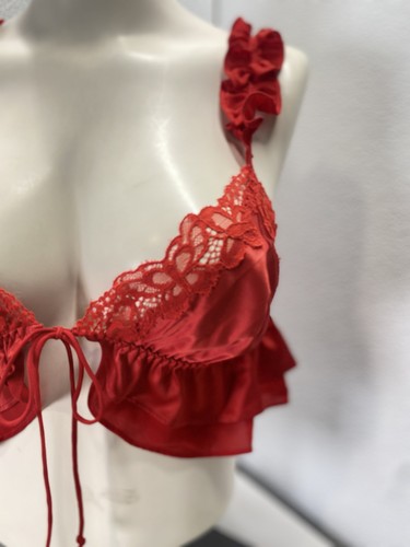 For Love & Lemons Womens Butterfly Lace Ruffle Bralette Size M Red | eBay