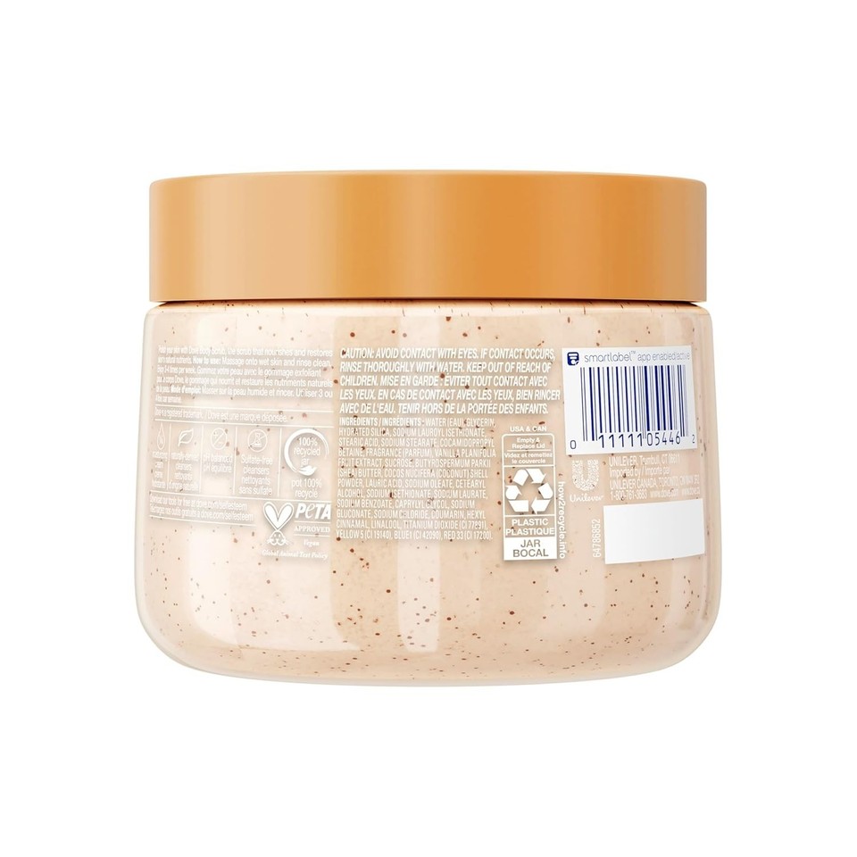 Dove Vanilla Sugar & Shea Butter Body Scrub Exfoliates and Deeply ...
