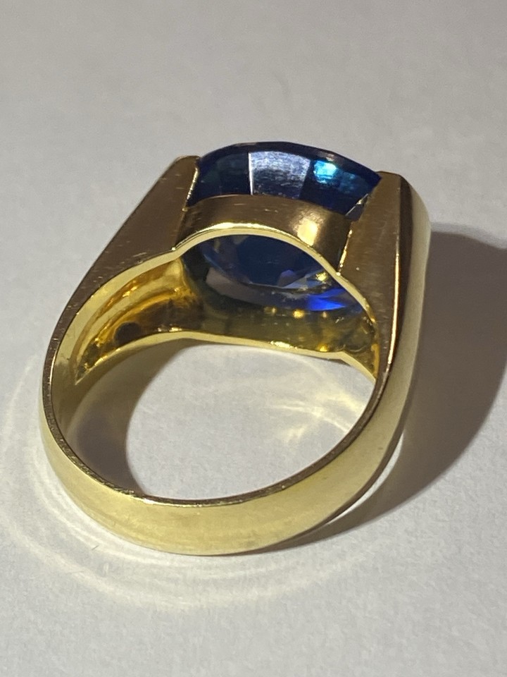 Heavy 18K Large Blue Stone Ring - Fine Quality | eBay