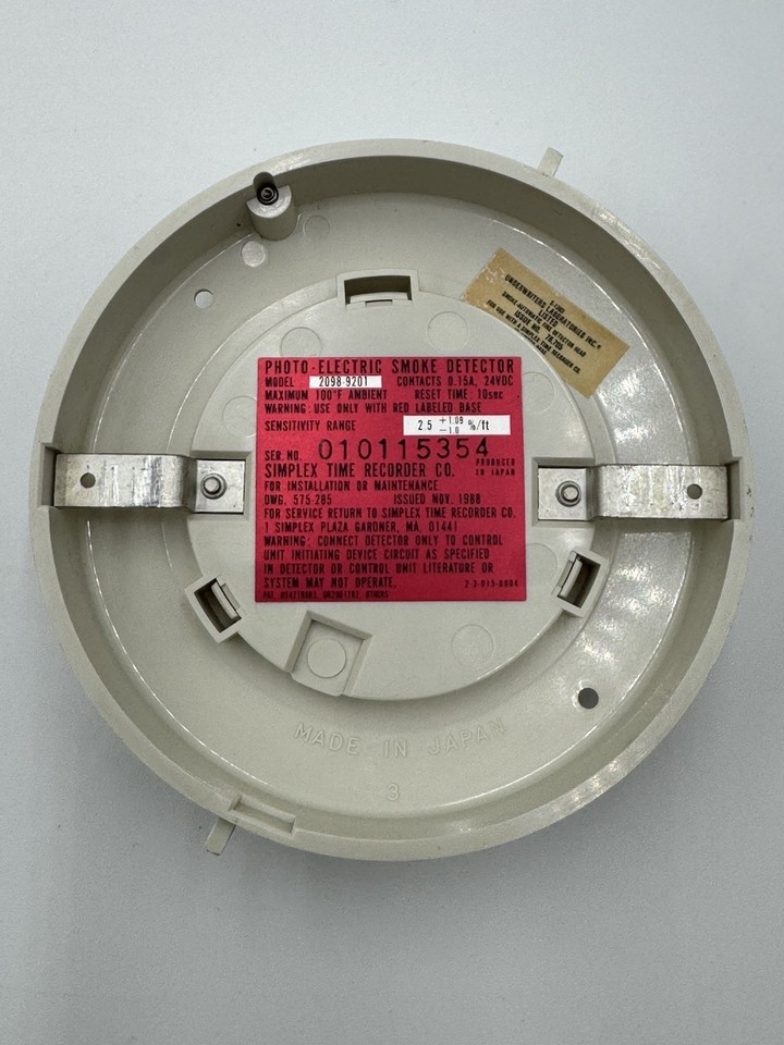 Simplex 2098-9201 Smoke Detector with 2098-9652 Detector Base | eBay
