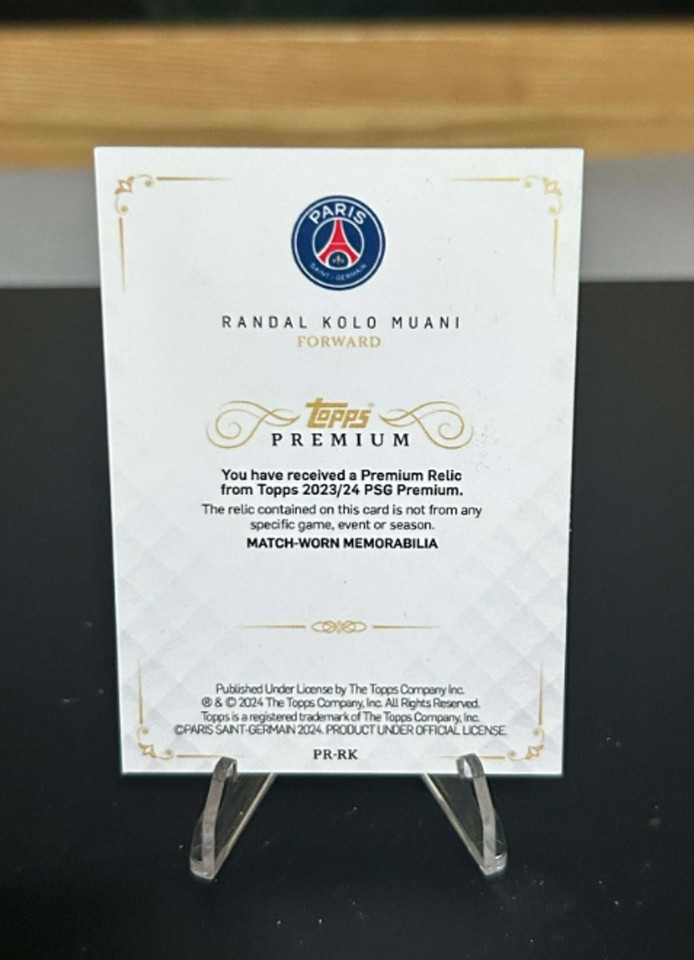 Topps PSG Premium 23-24 2024 Randal Kolo Muani Match Worn Patch /49 C774 | eBay Australia