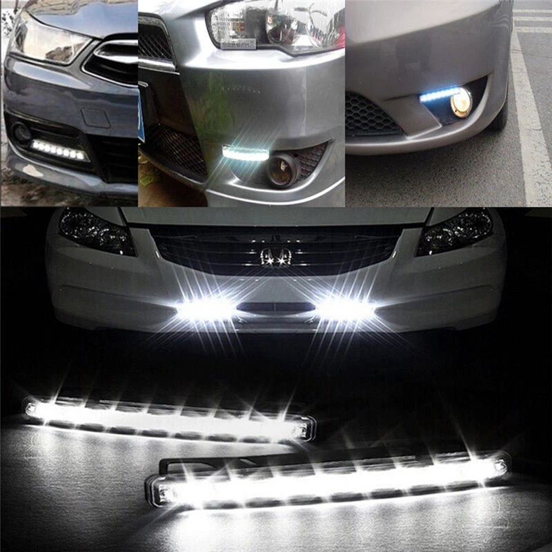 2Pcs White 8LED Car DRL Fog Lamp 12V Waterproof Universal Daytime ...