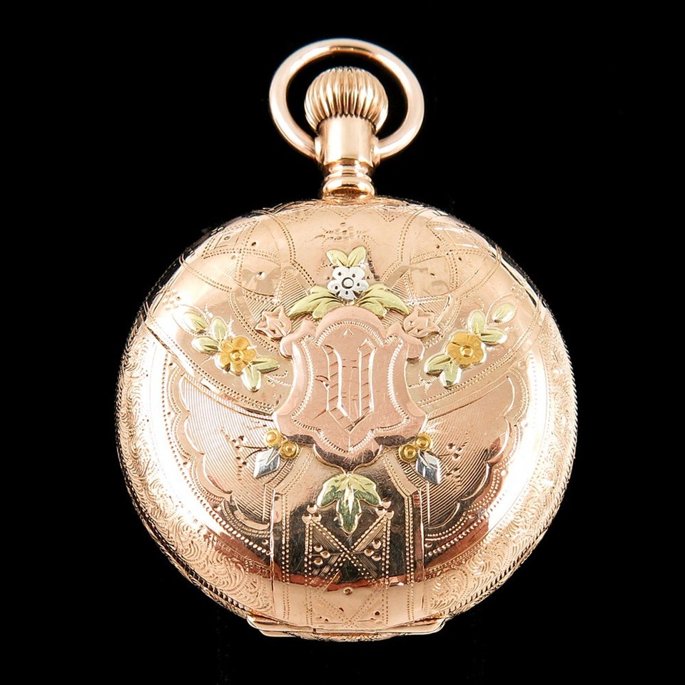 Elgin 0s 15J Grd 354 Fancy Dial Multi Color Gold Filled Diamond Pocket Watch | eBay