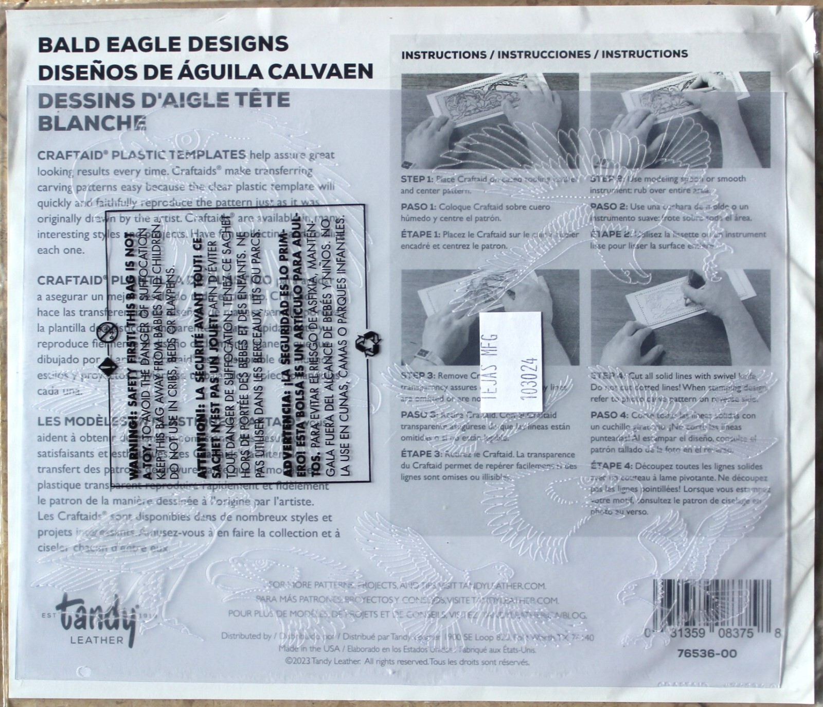 BALD EAGLE DESIGNS - TANDY LEATHER Craftool CRAFTAID 76536-00 BALD ...