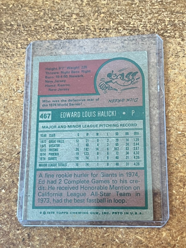 1975 Topps Baseball # 467 Ed Halicki | eBay