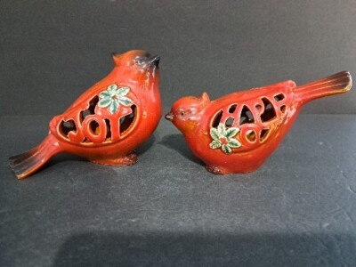 2 Ceramic Cardinals Joy And Hope Figurines Christmas | eBay