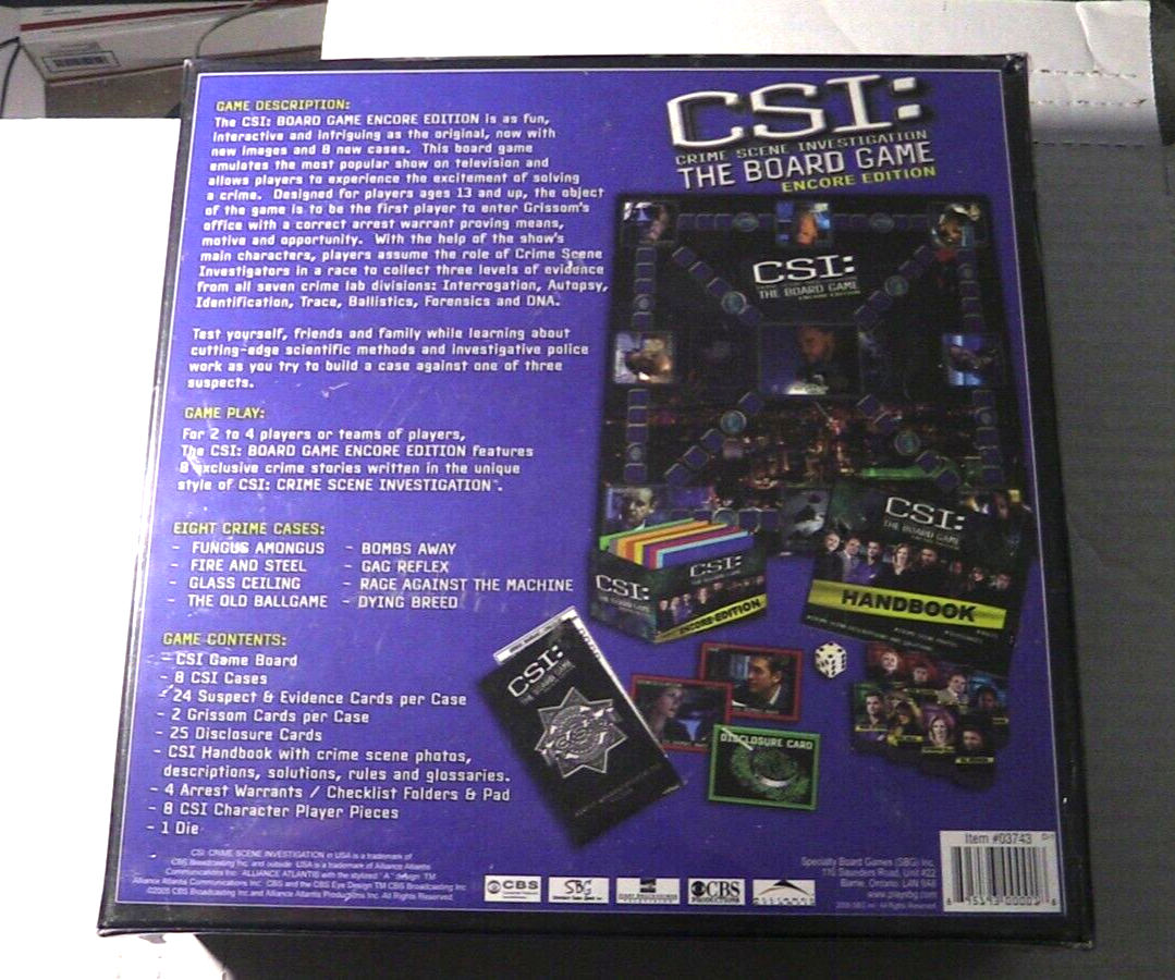 CSI: Crime Scene Investigation board game, Encore Edition 2006 NEW ...