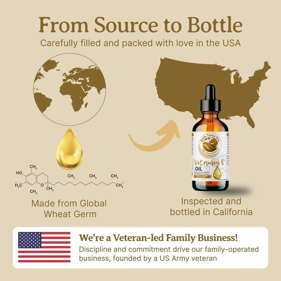 Organic Vitamin E Oil - 16oz | Premium Grade Oil for Skin, Hair & DIY ...