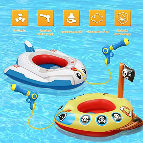 Inflatable Kids Pool Float with Water,Pirate Boat&Airplane Swimming ...