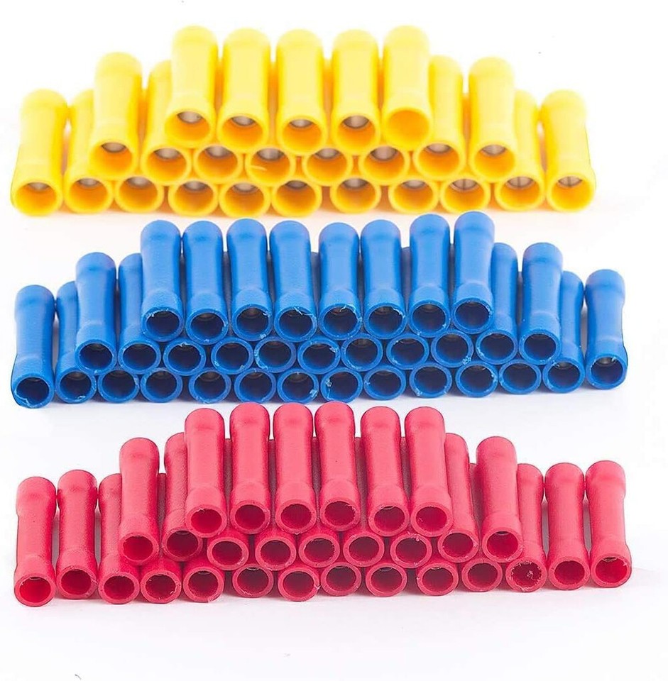 500Pcs Insulated Straight Butt Electrical Wiring Connectors Crimp ...