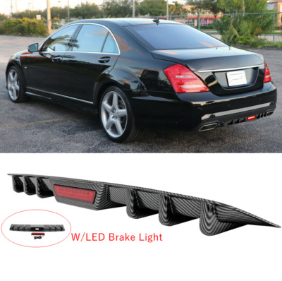 For Benz S Class W221 W222 W223 Rear Bumper Diffuser Lip w/LED Tail ...