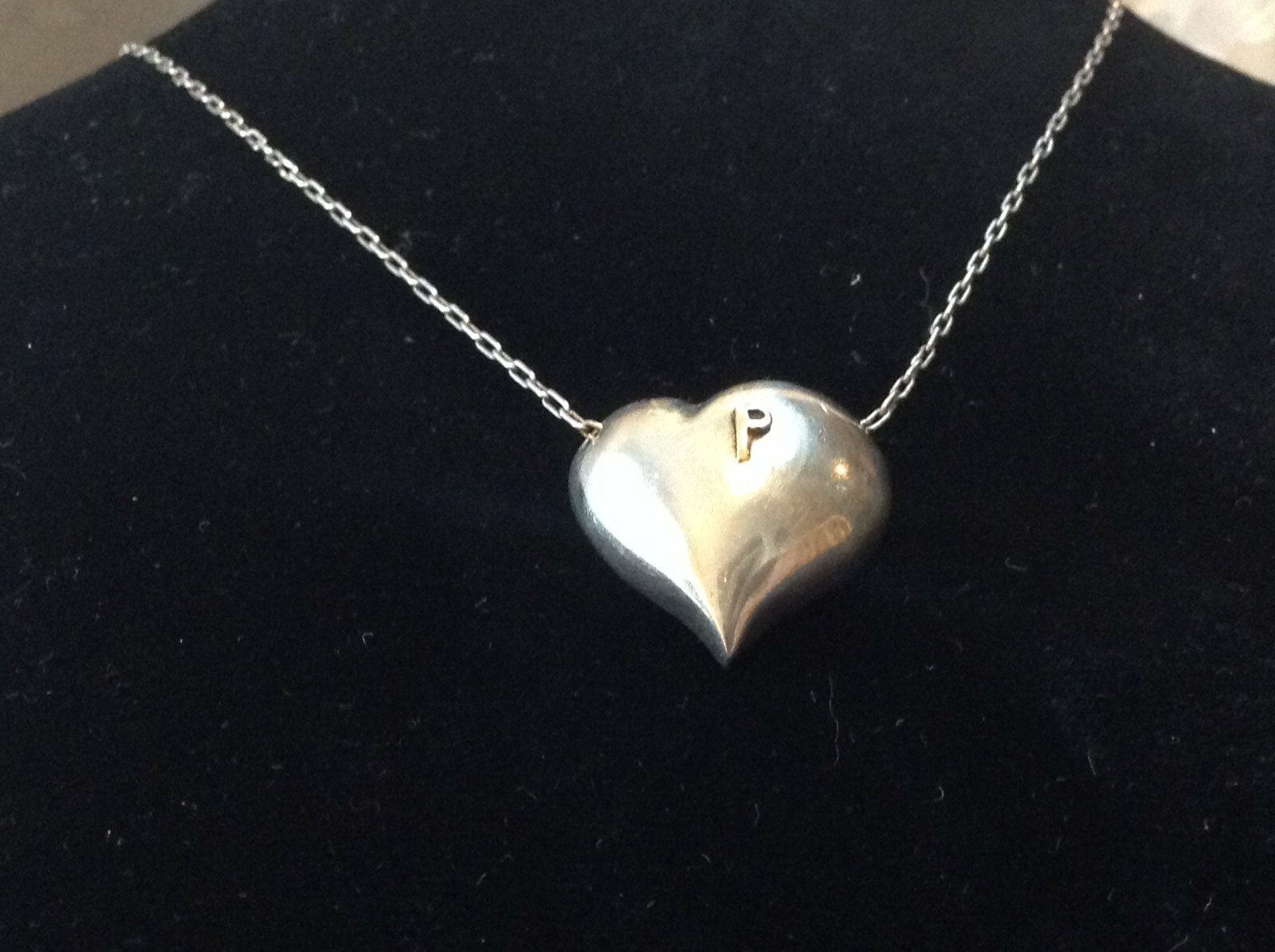 Alwand Vahan 12k Sterling Silver Heart Necklace w Letter P Necklace ...