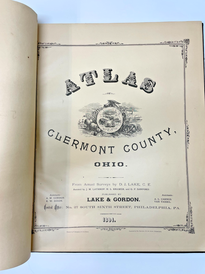 ATLAS OF CLERMONT COUNTY OHIO 1891 LAKE & GORDON | eBay