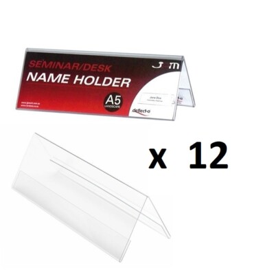 JPM 48701 DEFLECTO DESK TENT STYLE NAME SIGN HOLDER - A5 LANDSCAPE x 12 ...