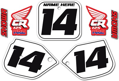 HONDA CR125 89-1990 VINTAGE RESTORATION GRAPHICS KIT NUMBER PLATE ...