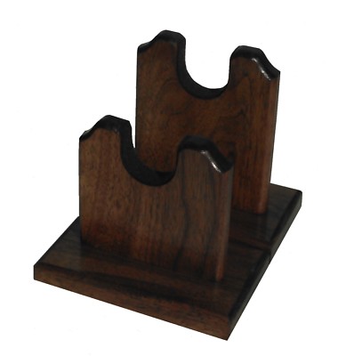 Walnut Wood Gun Rack Stand Plain Rifle Shotgun Two Piece Table Mantle ...