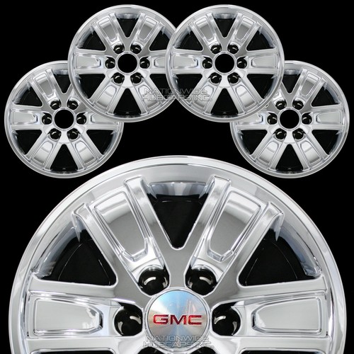 4 CHROME 2014-2018 GMC SIERRA 1500 17" Aluminum Wheel Skins Hub Caps ...