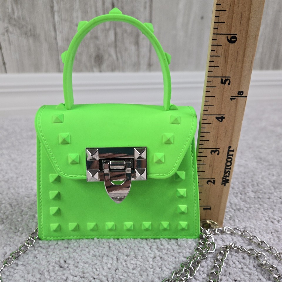Mini Purse Neon Green Studded Crossbody Bag Jelly Festivals Indie Artsy ...