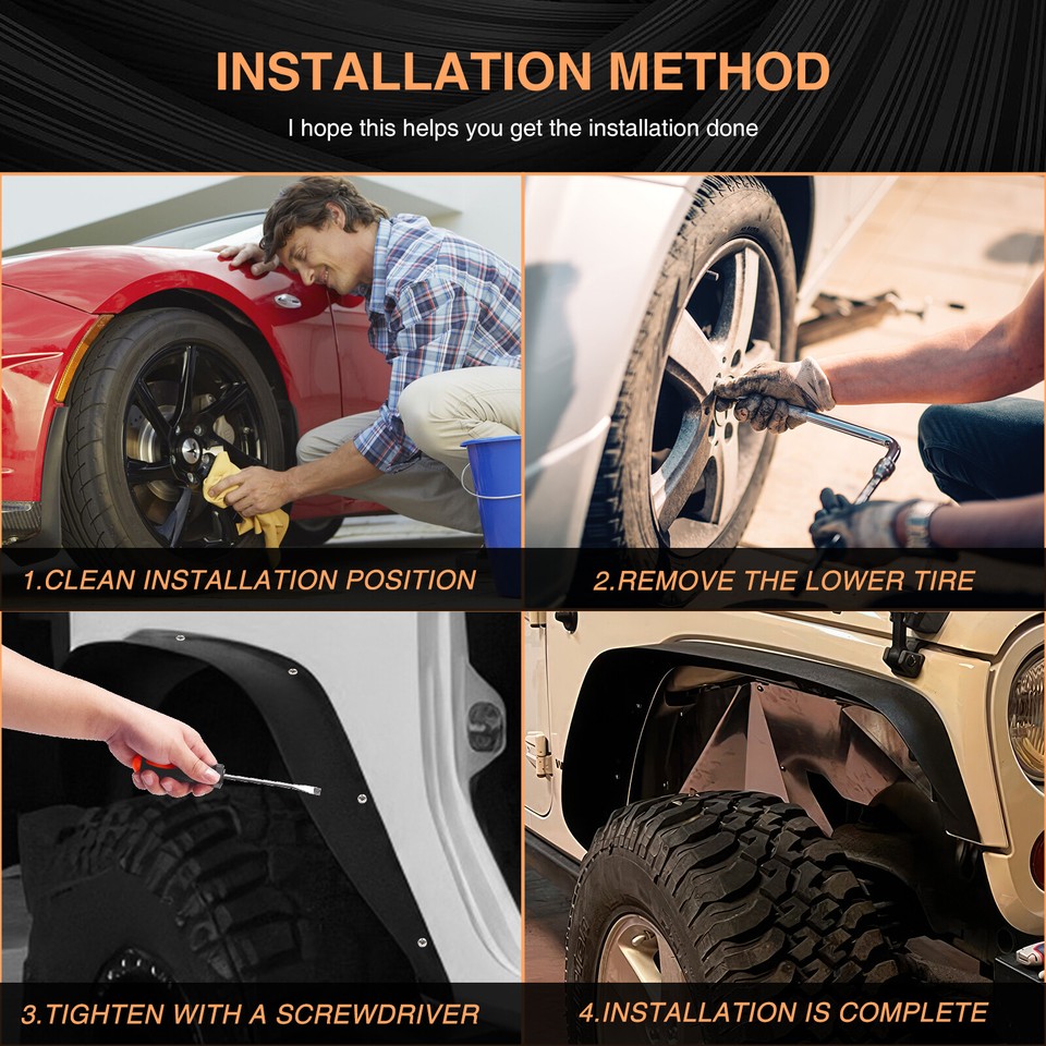 For Ford Econoline Car Van Flexible Wheel Extend Fender Flares Trims ...