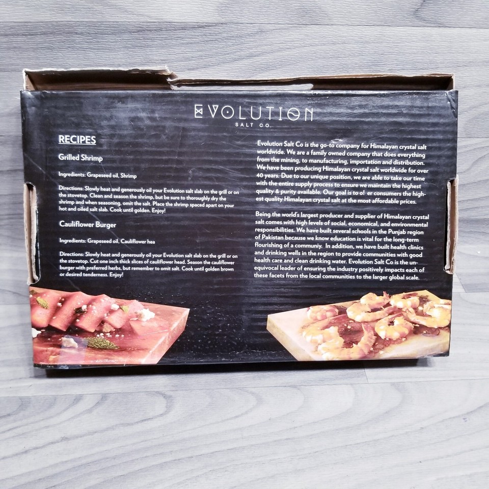 Evolution Salt Co Himalayan Pink Salt Slab Hand Carved Open Box 12” X 8 ...