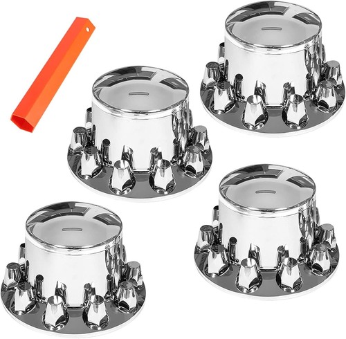 Set of 4 Chrome Rear Wheel Hub Covers w/ 33mm Thread on Nut Cover for ...