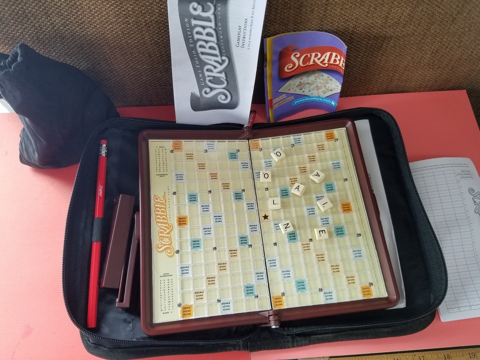 SCRABBLE Game Folio Edition Travel Crossword in Zippered Case | eBay